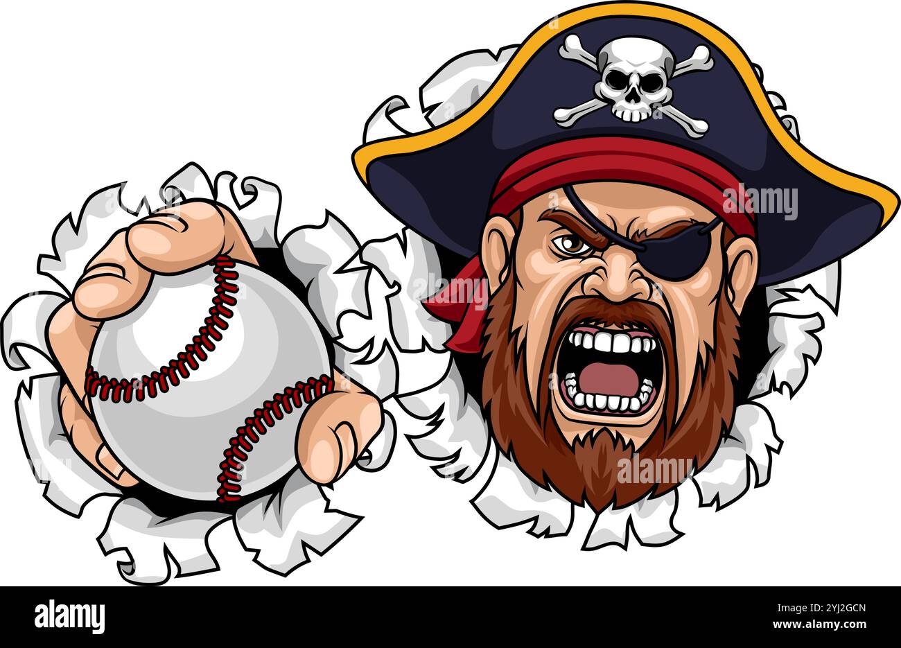 Pirate Baseball Ball Sports Mascot Illustration Stock Vector Image ...