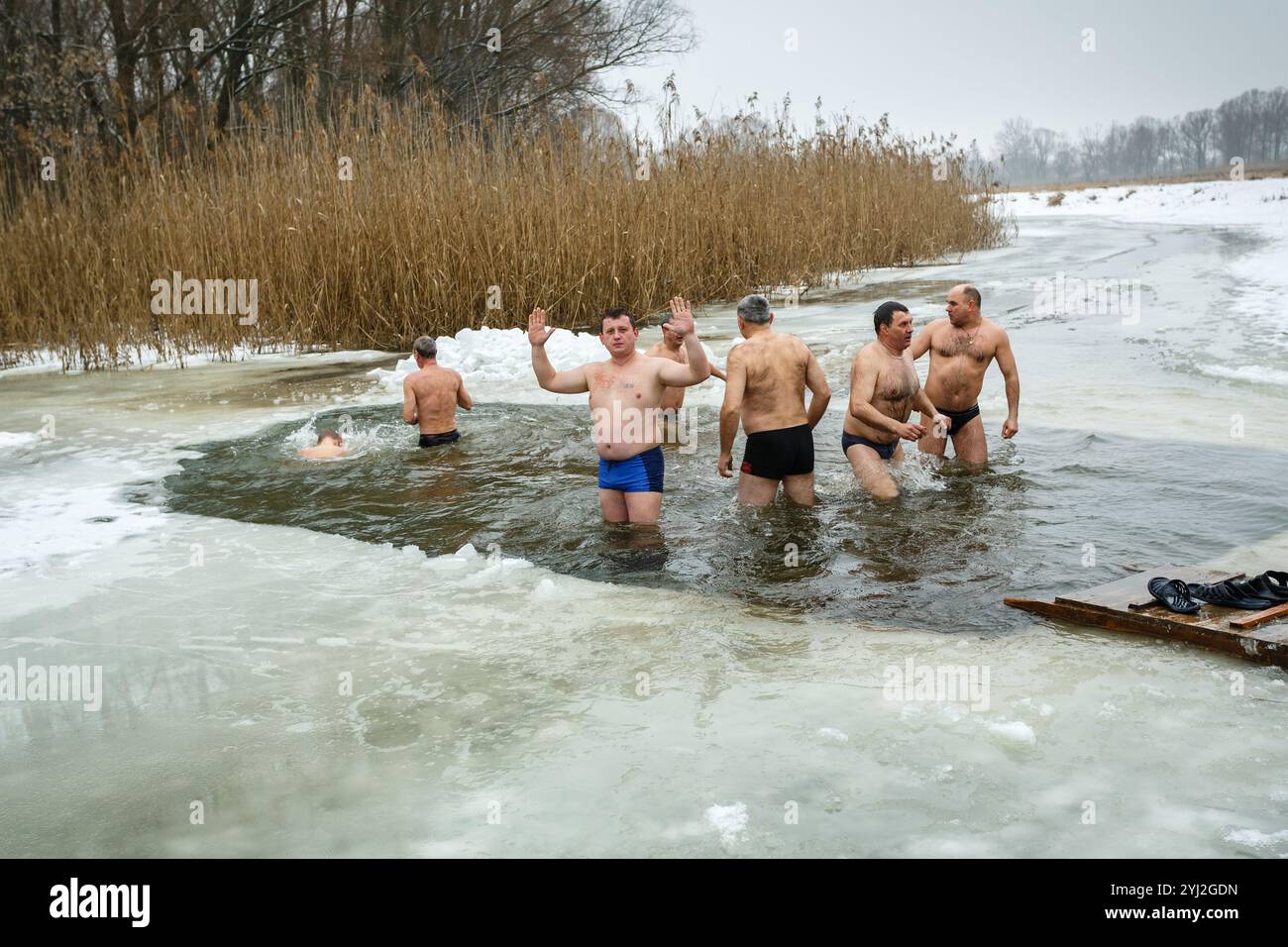 Ukraine, the city of Romny, January 19, 2013: the feast of the Baptism ...