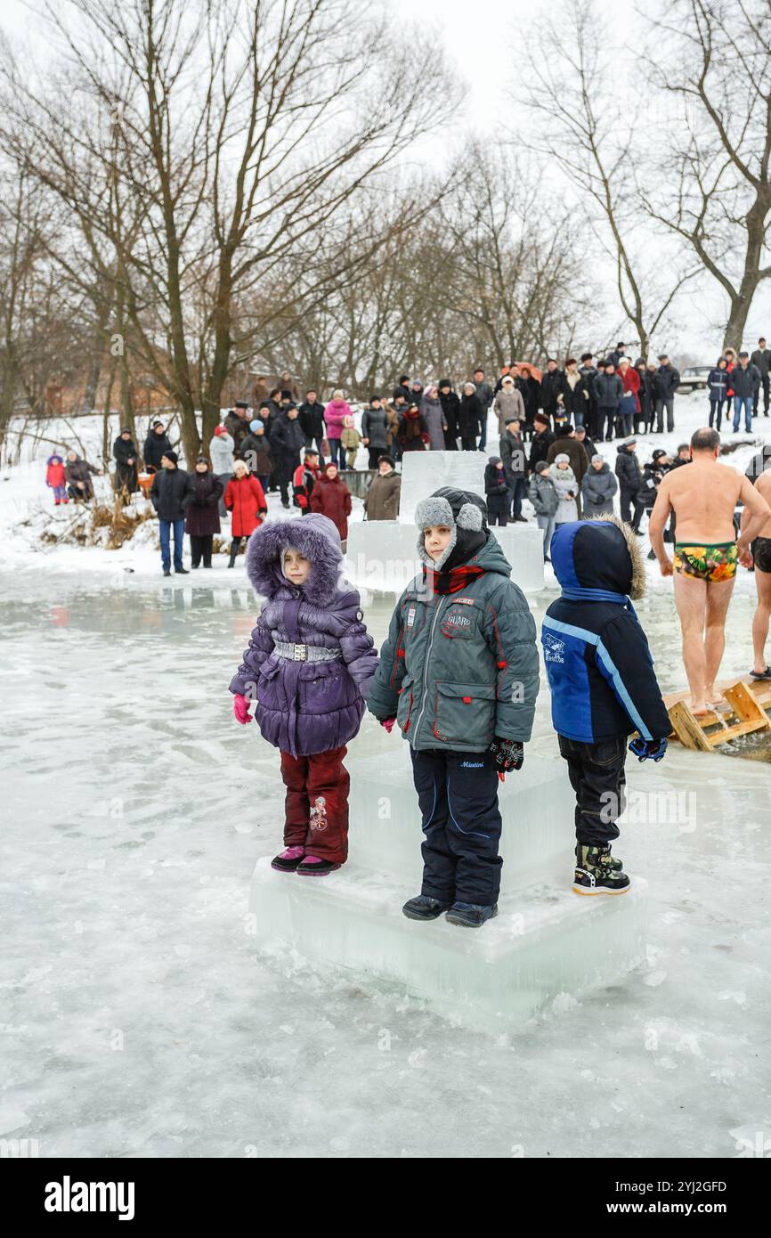 Ukraine, the city of Romny, January 19, 2022: the feast of the Baptism ...