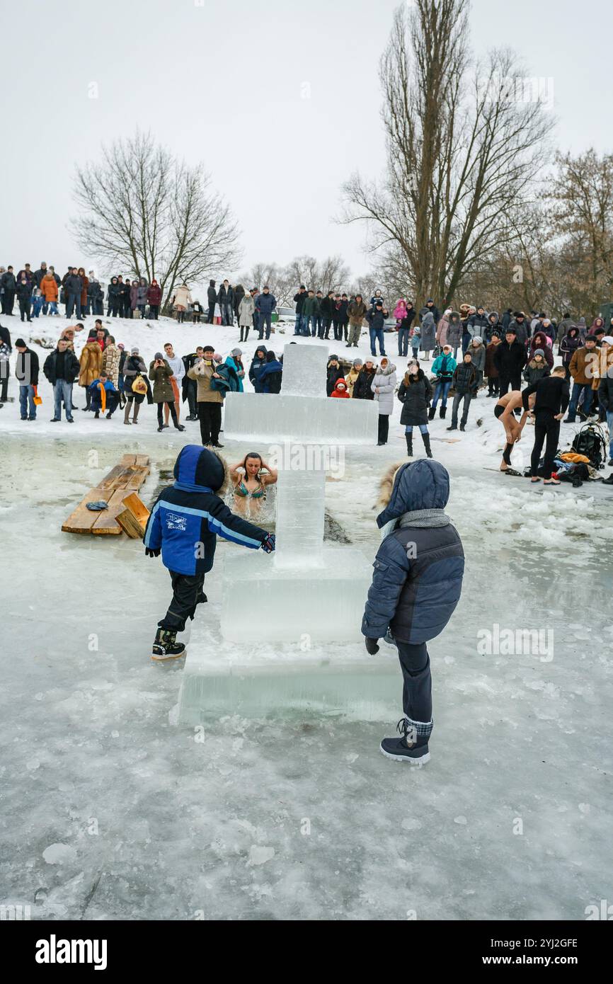 Ukraine, the city of Romny, January 19, 2013: the feast of the Baptism ...