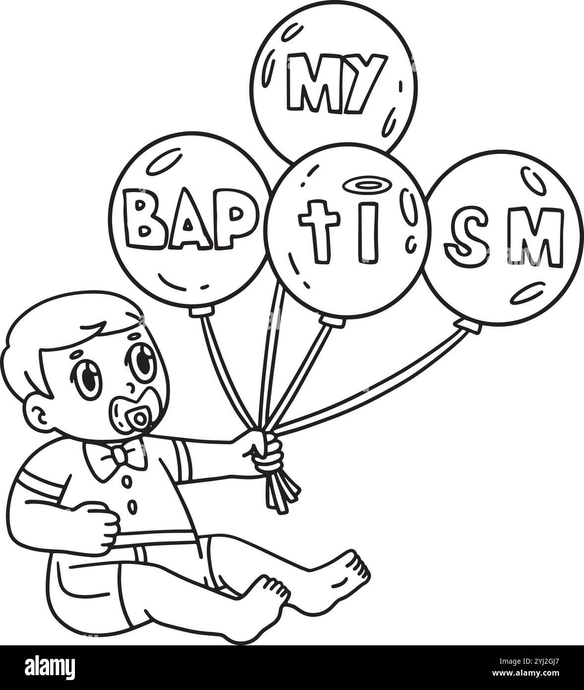Baptism Baby Holding Balloons Isolated Coloring Stock Vector Image & Art - Alamy