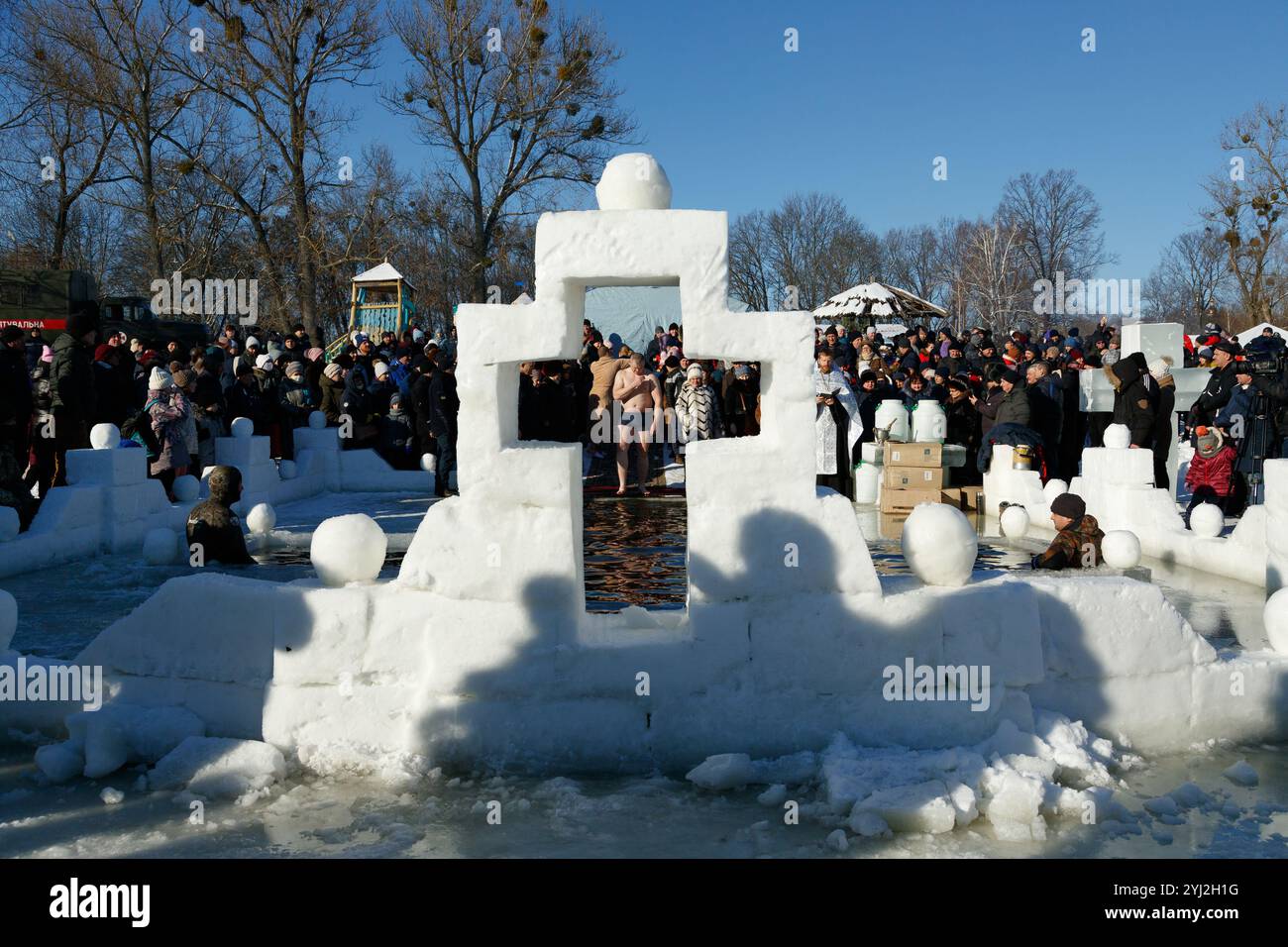 Ukraine, the city of Romny, January 19, 2022: the feast of the Baptism of the Lord. Orthodox ...