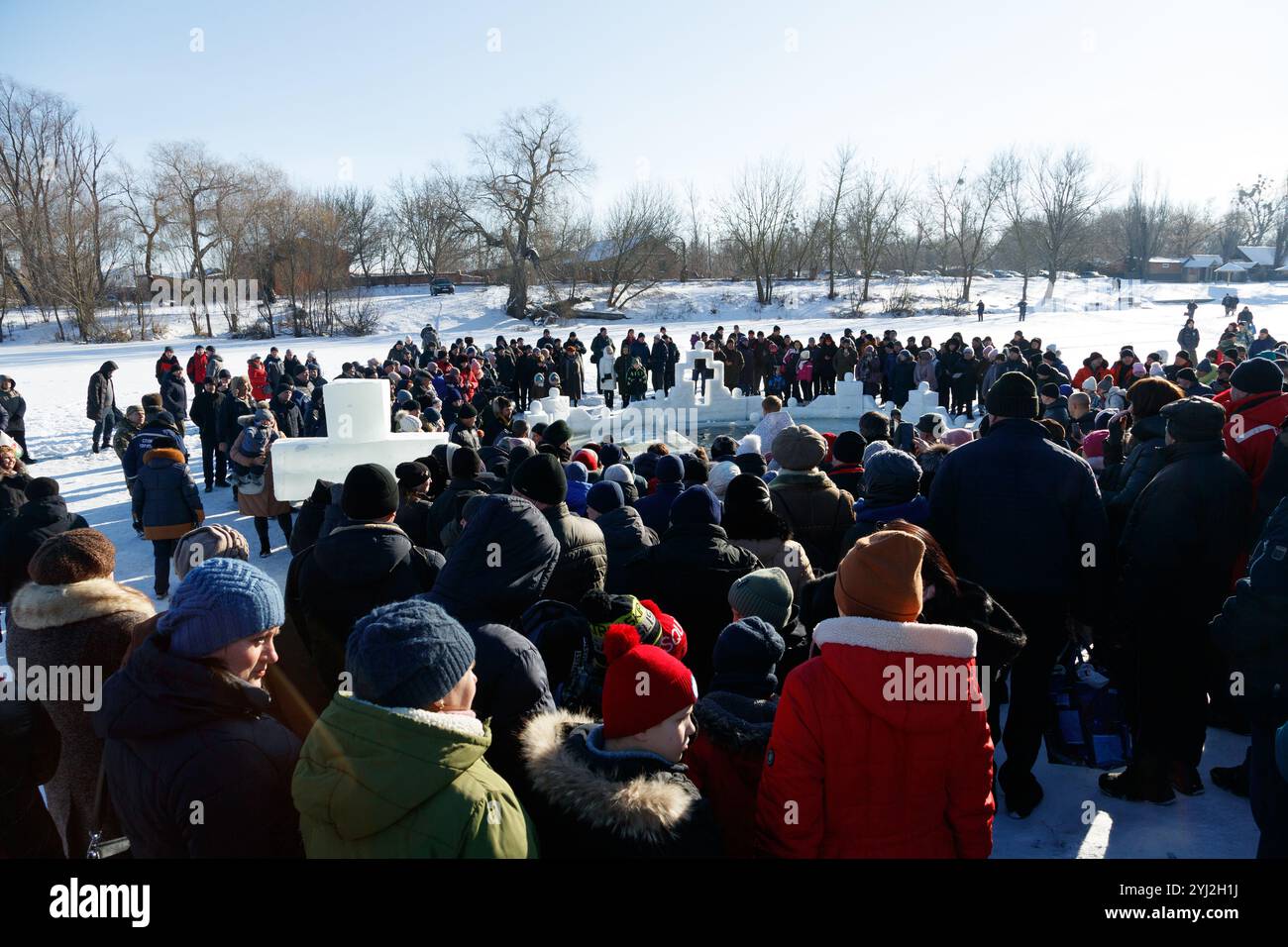 Ukraine, the city of Romny, January 19, 2022: the feast of the Baptism ...