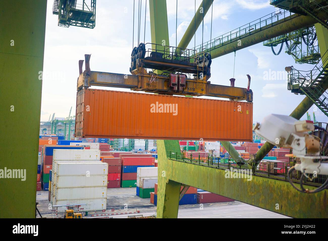 Container being moved crane cargo port various shipping containers ... Container being moved crane cargo port various shipping containers ...