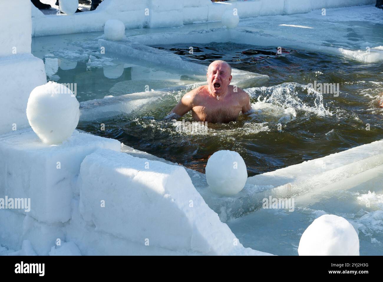 Ukraine, the city of Romny, January 19, 2022: the feast of the Baptism ...