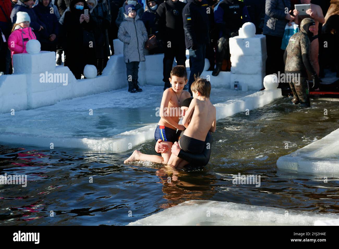Ukraine, the city of Romny, January 19, 2022: the feast of the Baptism ...