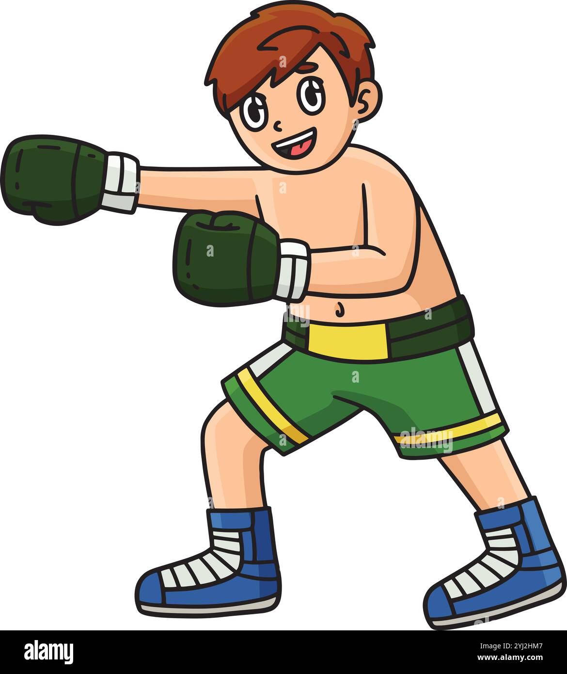 This cartoon clipart shows a Boxing Boxer Punching illustration Stock ...