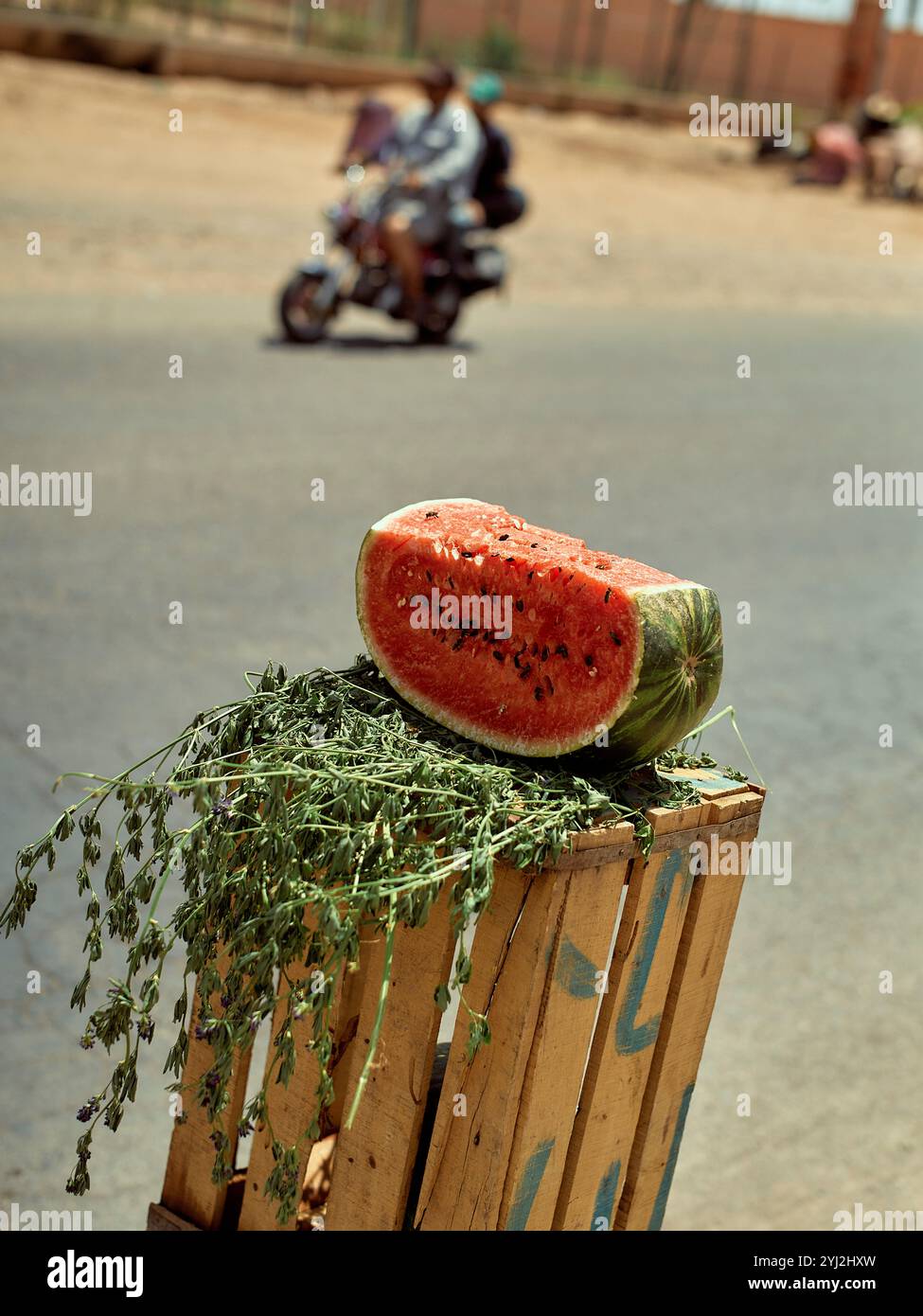 Watermelon on the pavement hi-res stock photography and images - Alamy