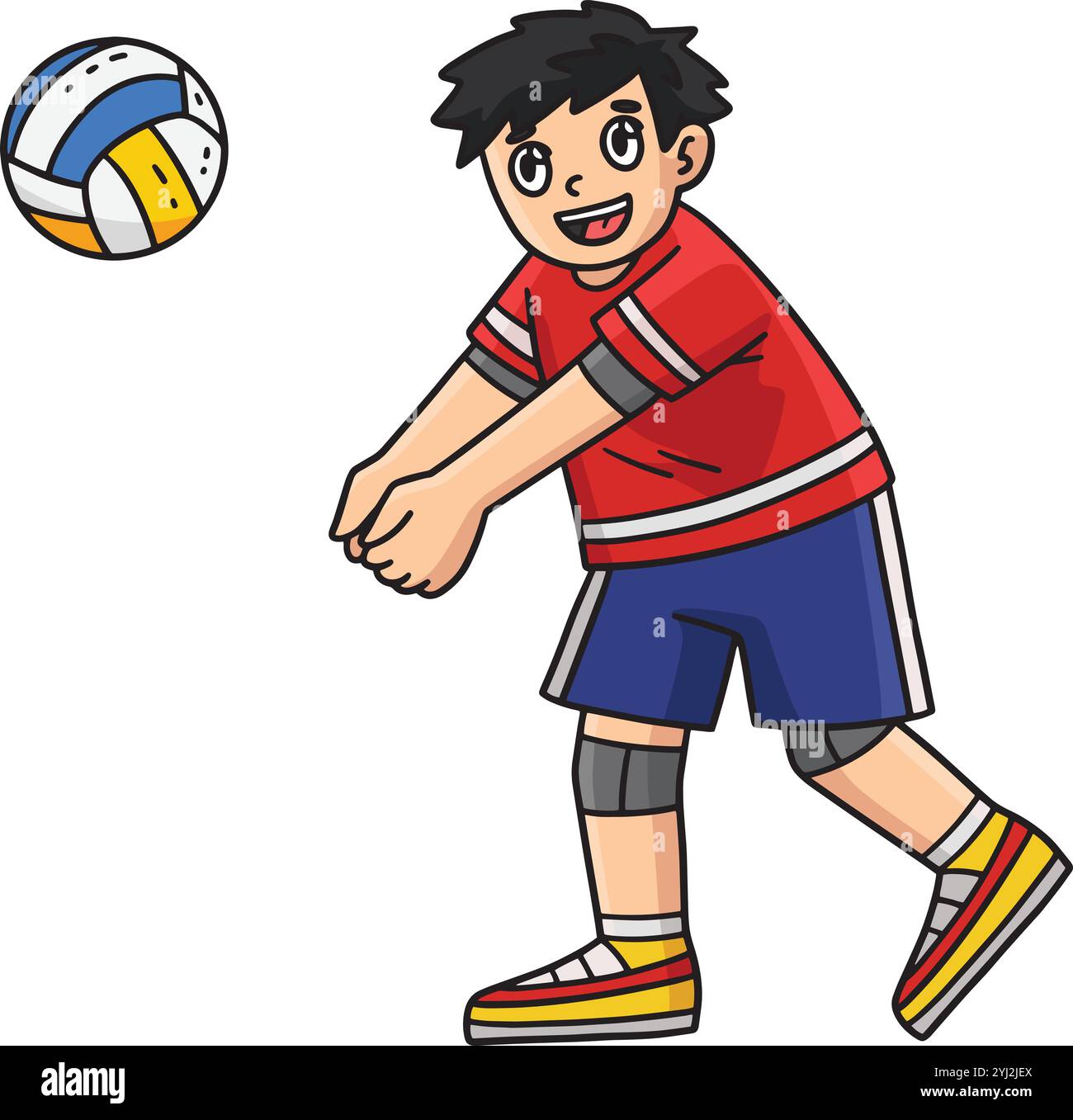 Volleyball Player ready to Receive a Ball Clipart Stock Vector Image ...