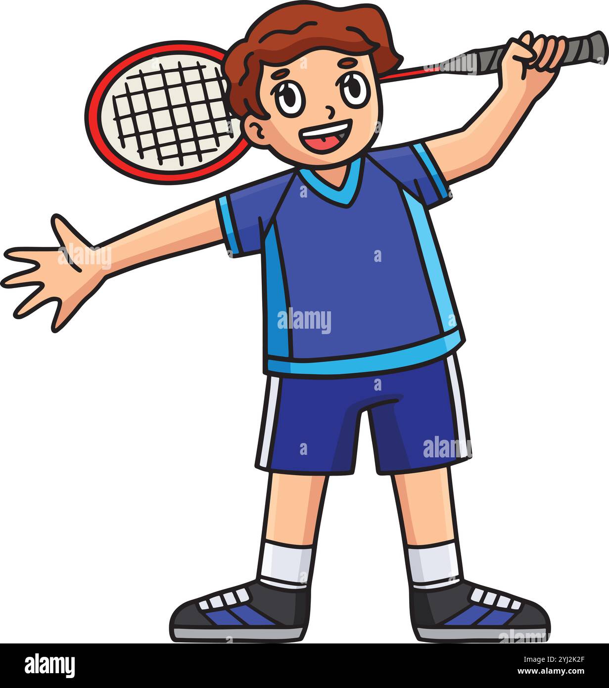Badminton Player with a Racket Colored Clipart Stock Vector Image & Art ...
