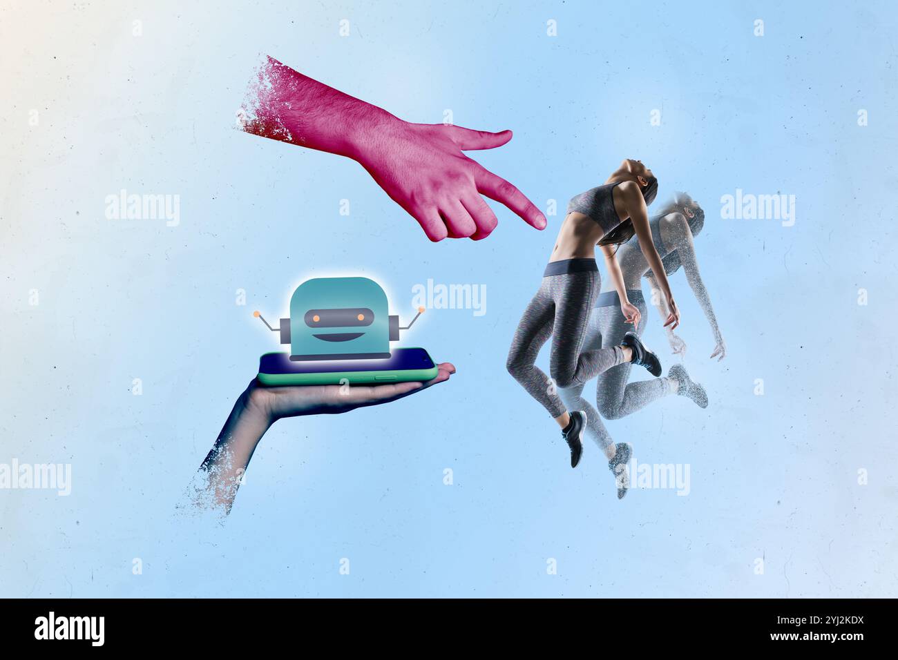 Composite trend artwork 3D sketch image collage of ai application ...