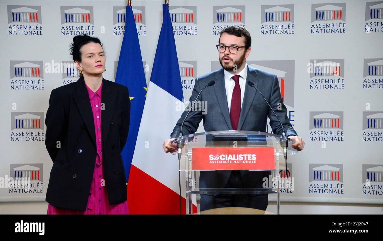Paris, France. 12th Nov, 2024. Mélanie Thomin and Arthur Delaporte, MP ...