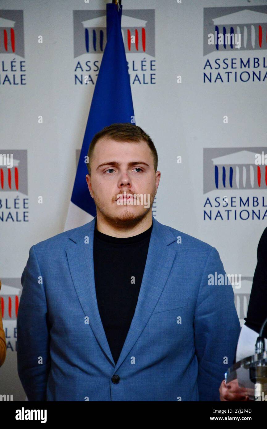 Paris, France. 12th Nov, 2024. Louis Boyard, NFP-LFI deputy, on ...