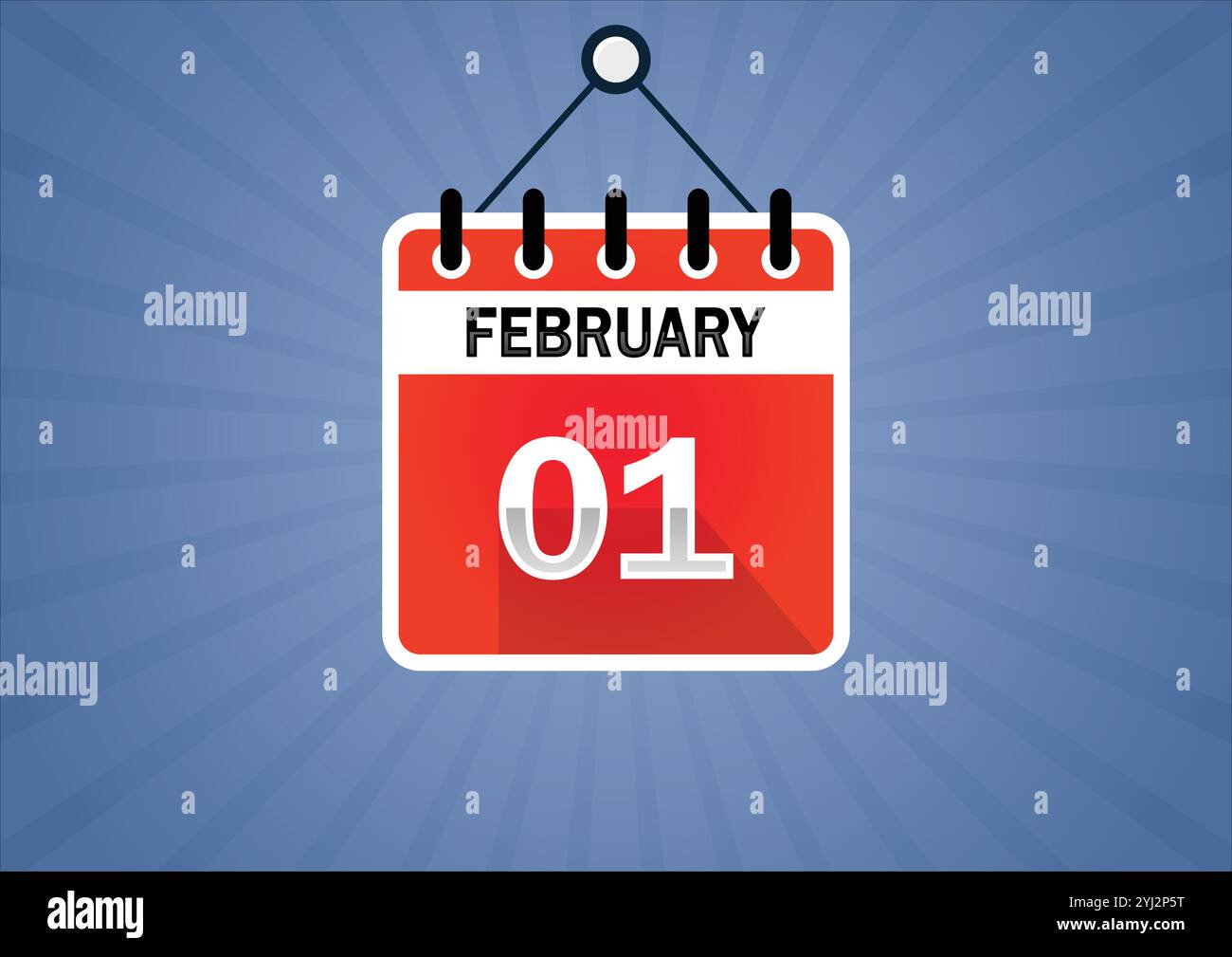 February 01, Calendar hanging sign. 1th days of the month, modern ...