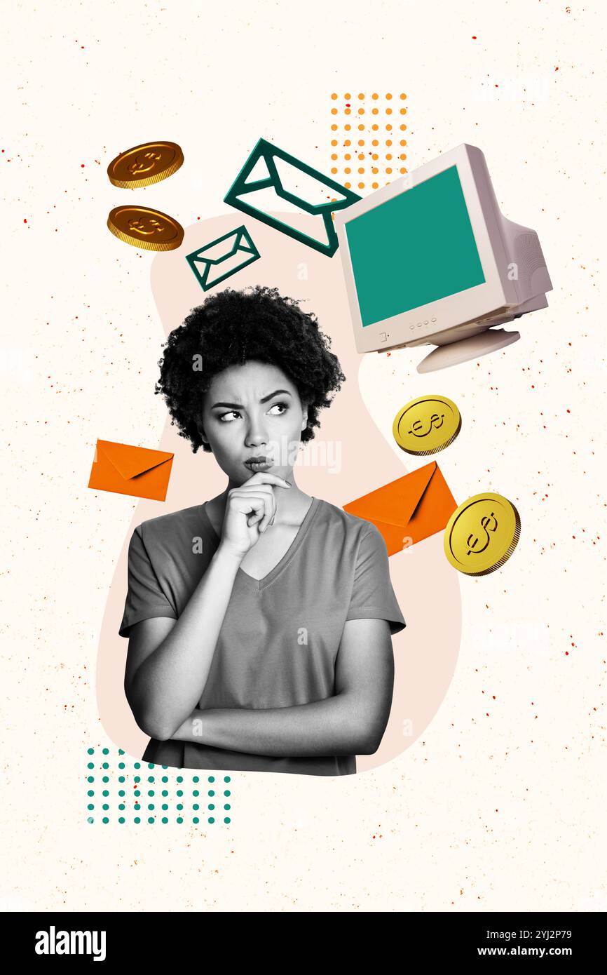 Composite trend artwork sketch photo collage of young lady office ...