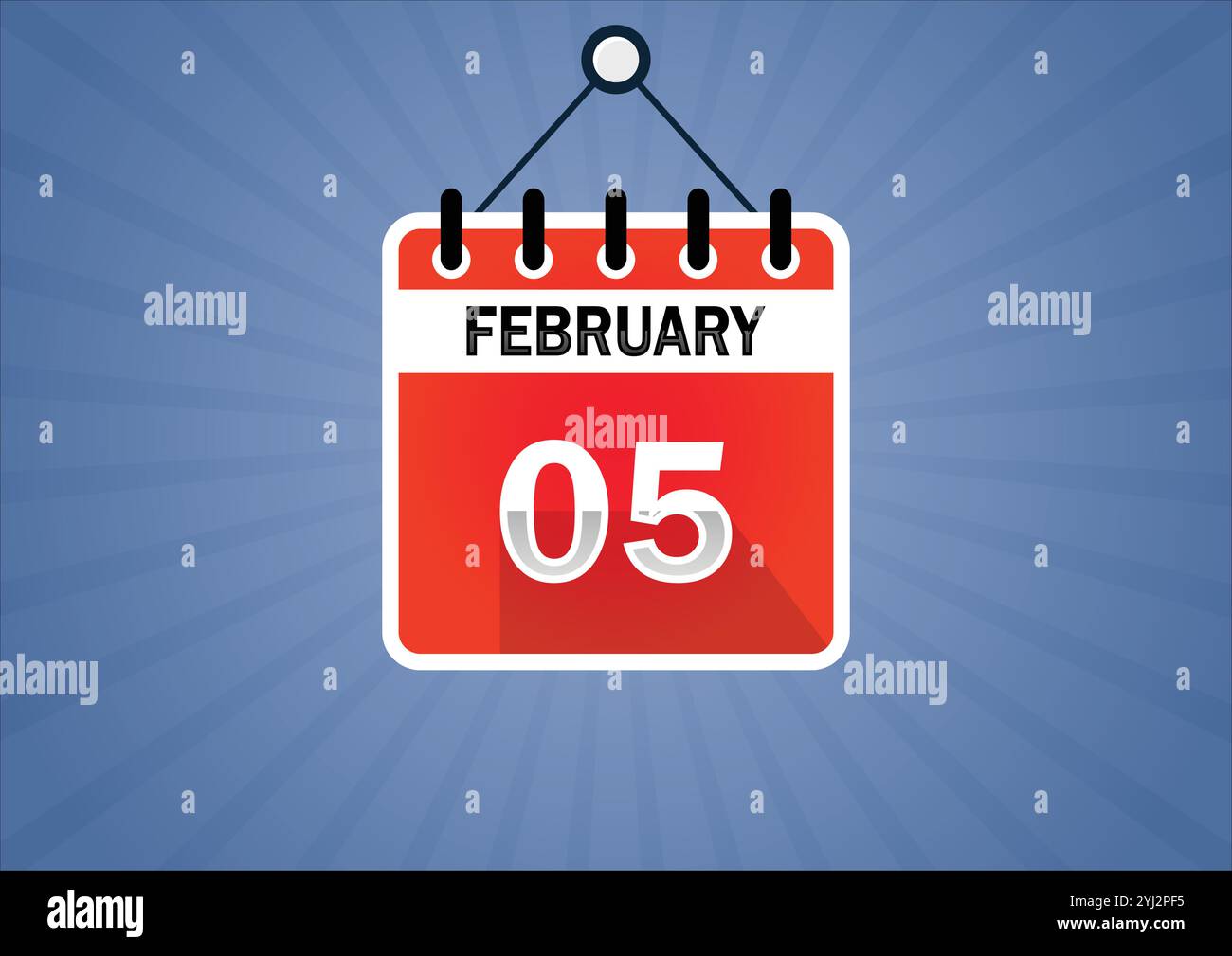 February 05, Calendar hanging sign. 5th days of the month, modern ...