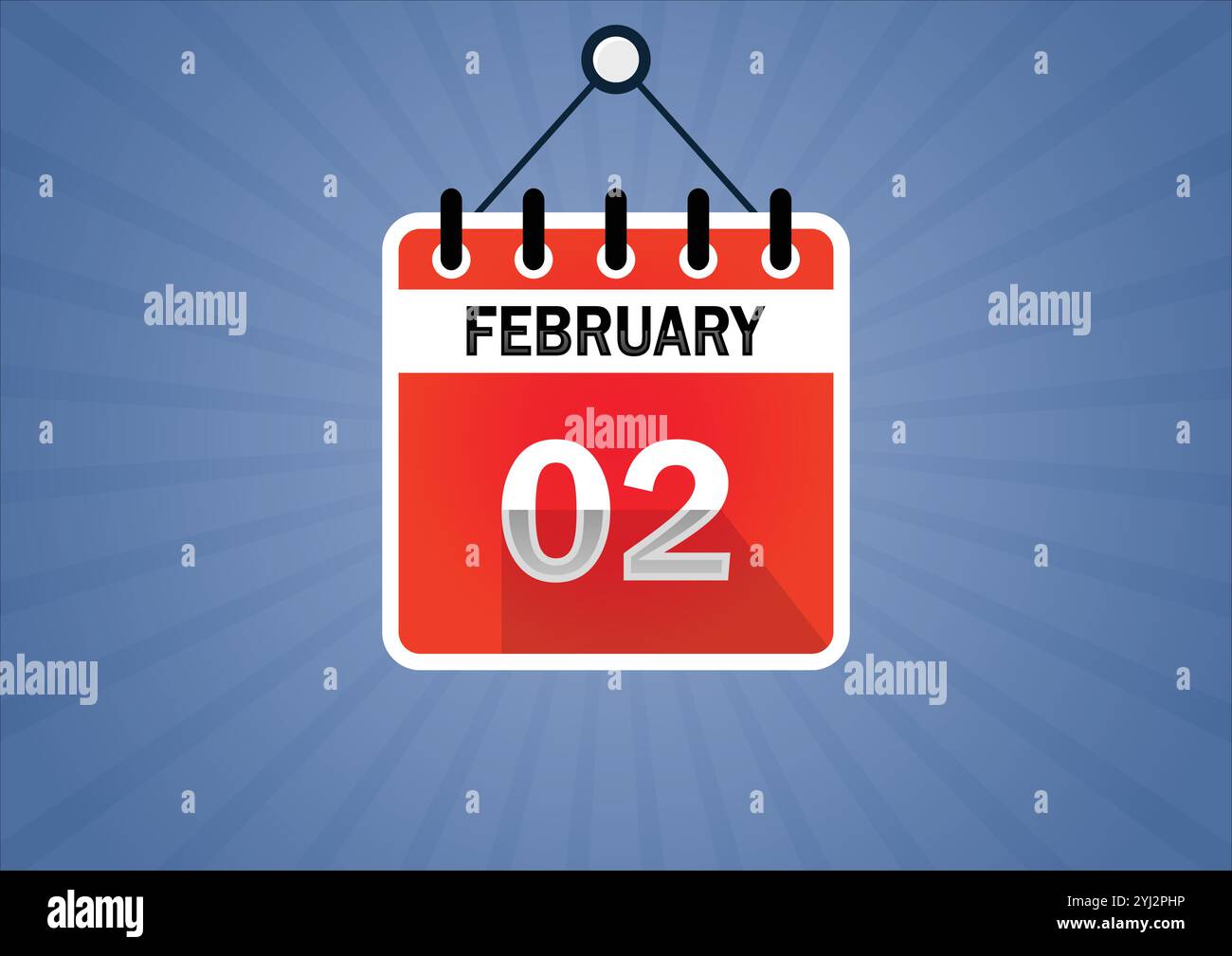 February 02, Calendar hanging sign. 2th days of the month, modern ...