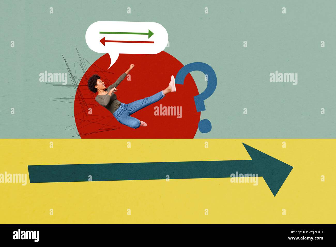 Composite photo collage of happy american girl jump kick leg career ...