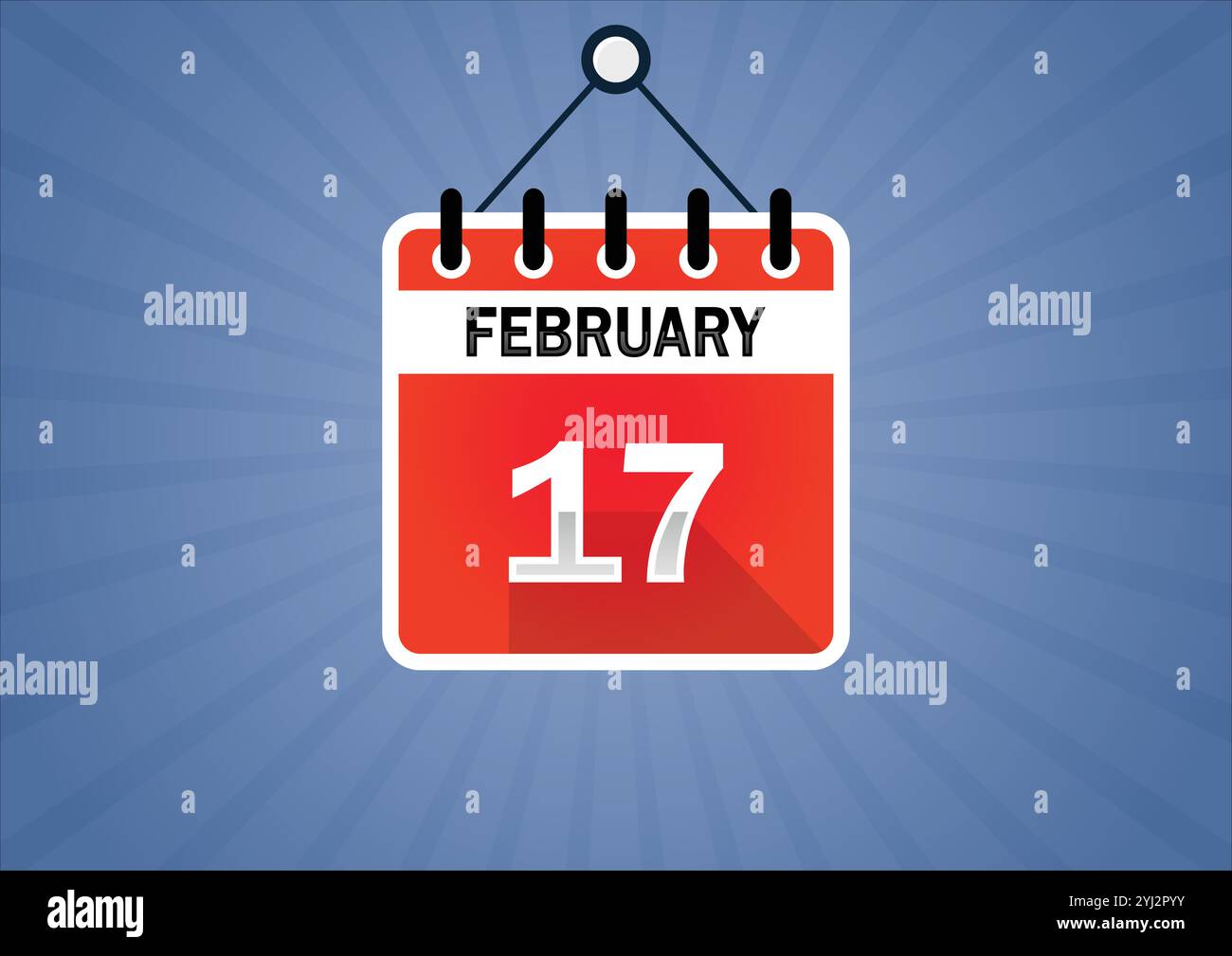 February 17, Calendar hanging sign. 17th days of the month, modern ...