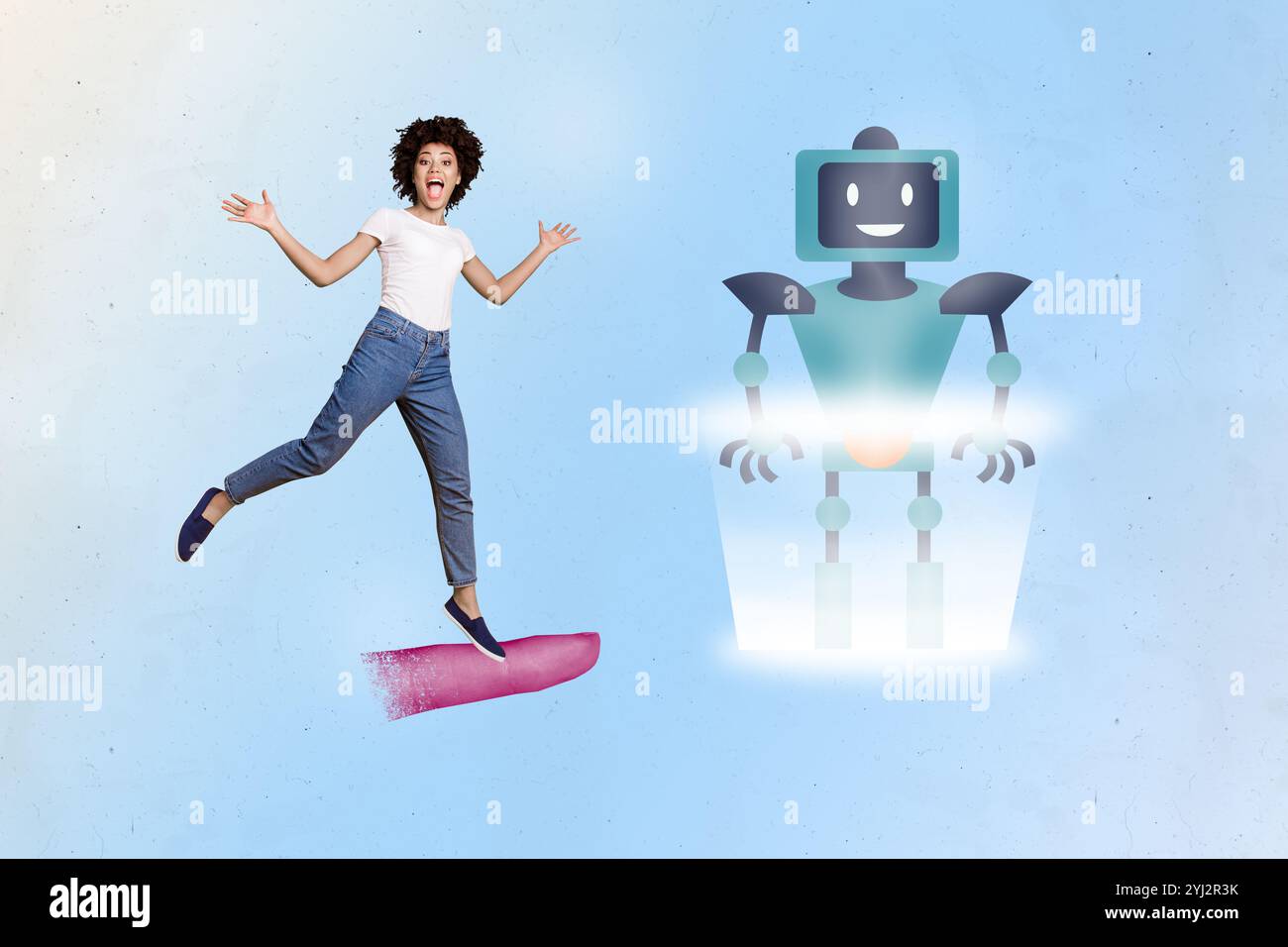 Composite trend artwork 3D sketch image collage of ai app artificial ...