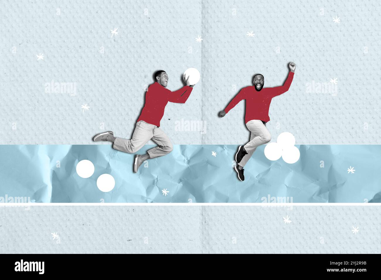 Picture collage brochure of positive funky people having fun playing ...