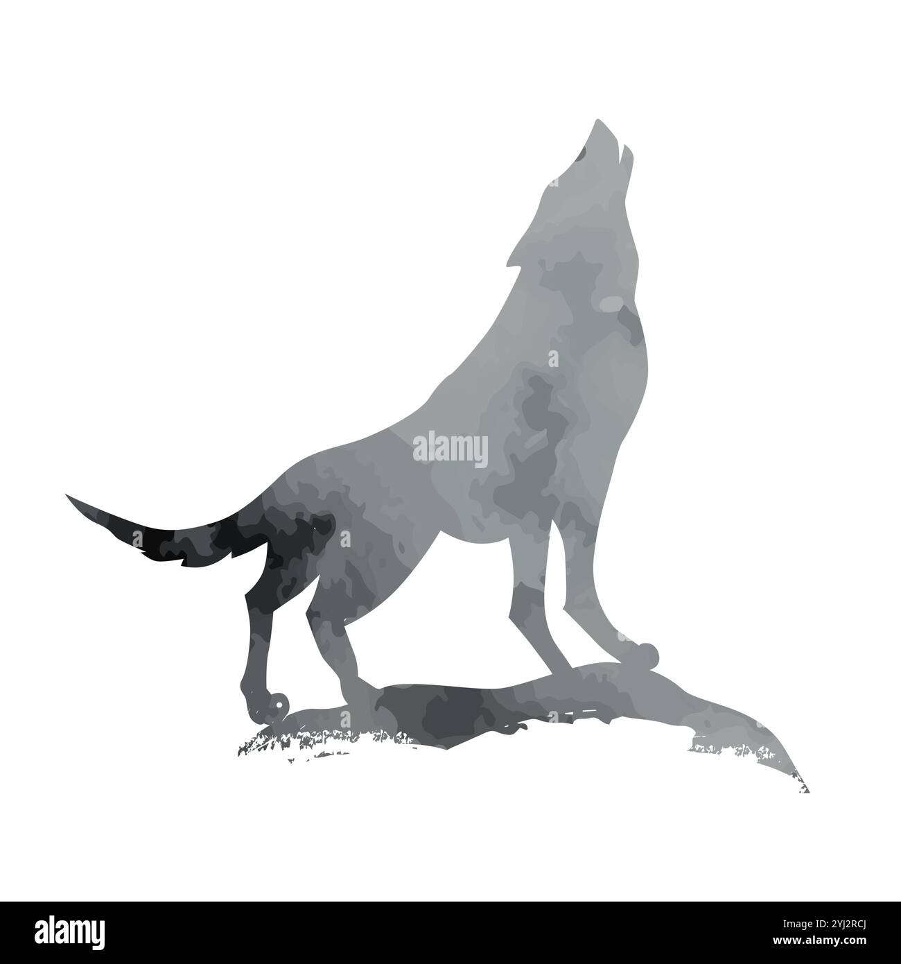 Silhouette wolf watercolor. hand drawing. Not AI, Vector illustration ...