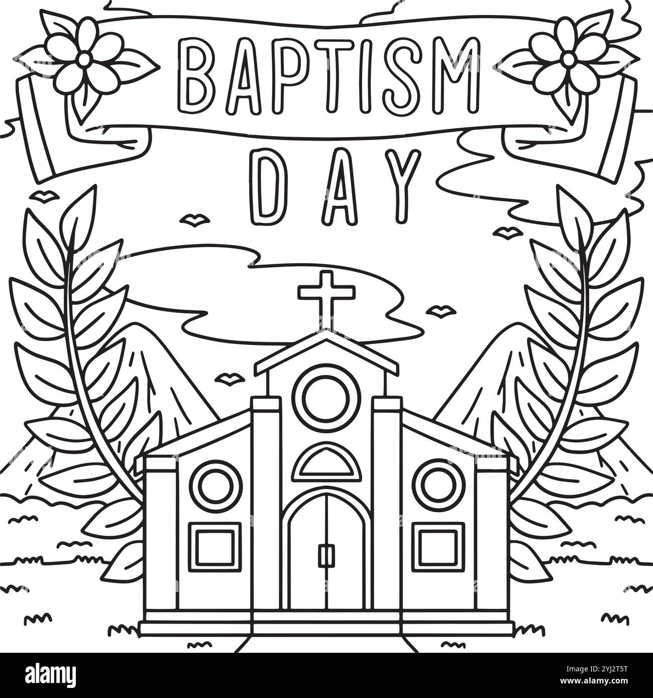 Baptism Day Coloring Page for Kids Stock Vector Image & Art - Alamy