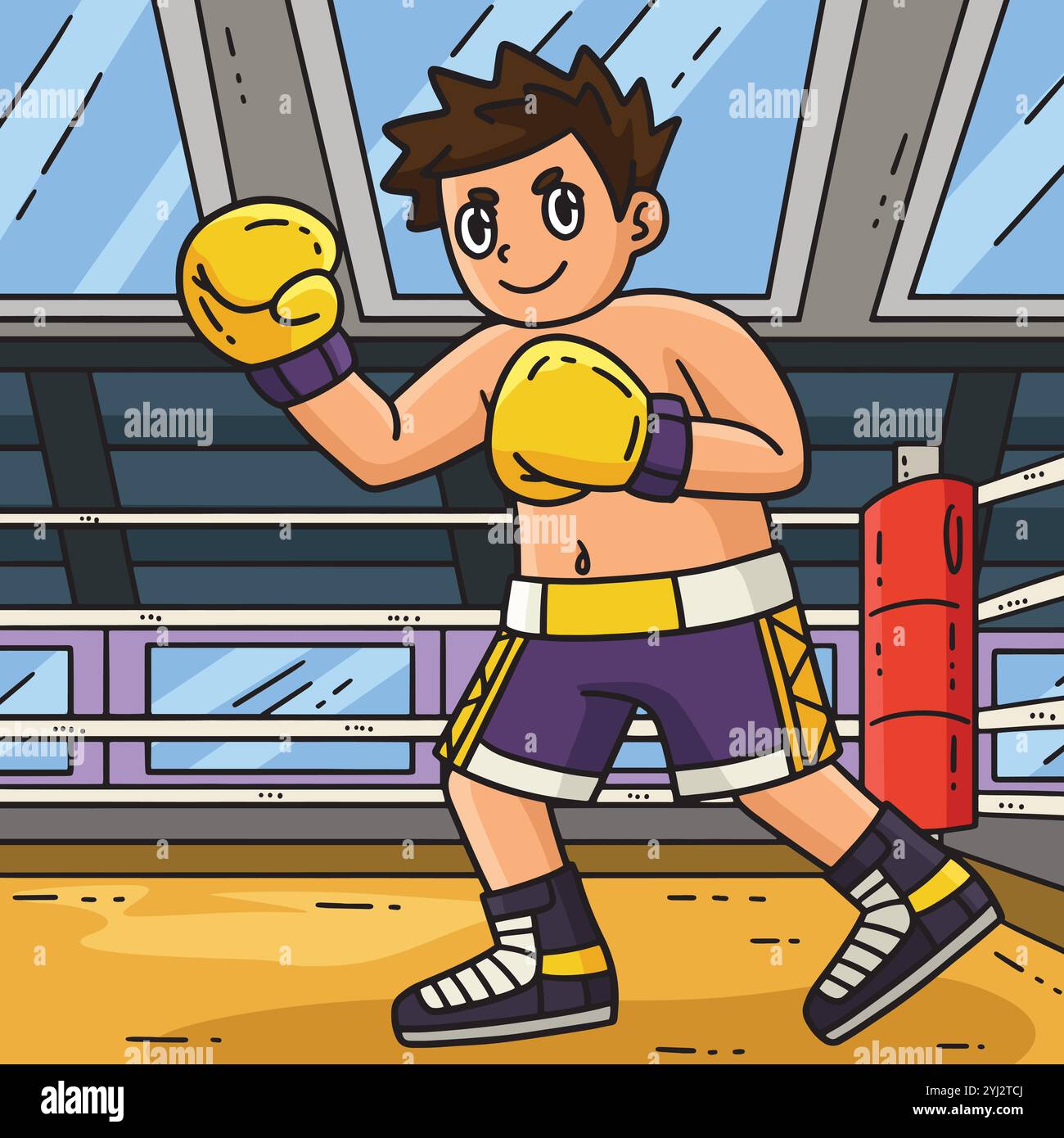 Boxing Boxer Stance Colored Cartoon Illustration Stock Vector Image ...