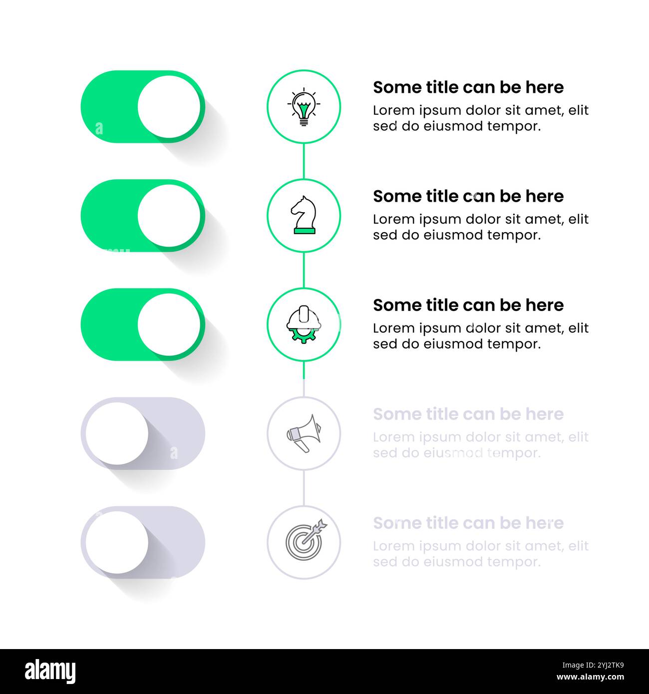 Infographic template with icons and 5 options or steps. Buttons. Can be ...
