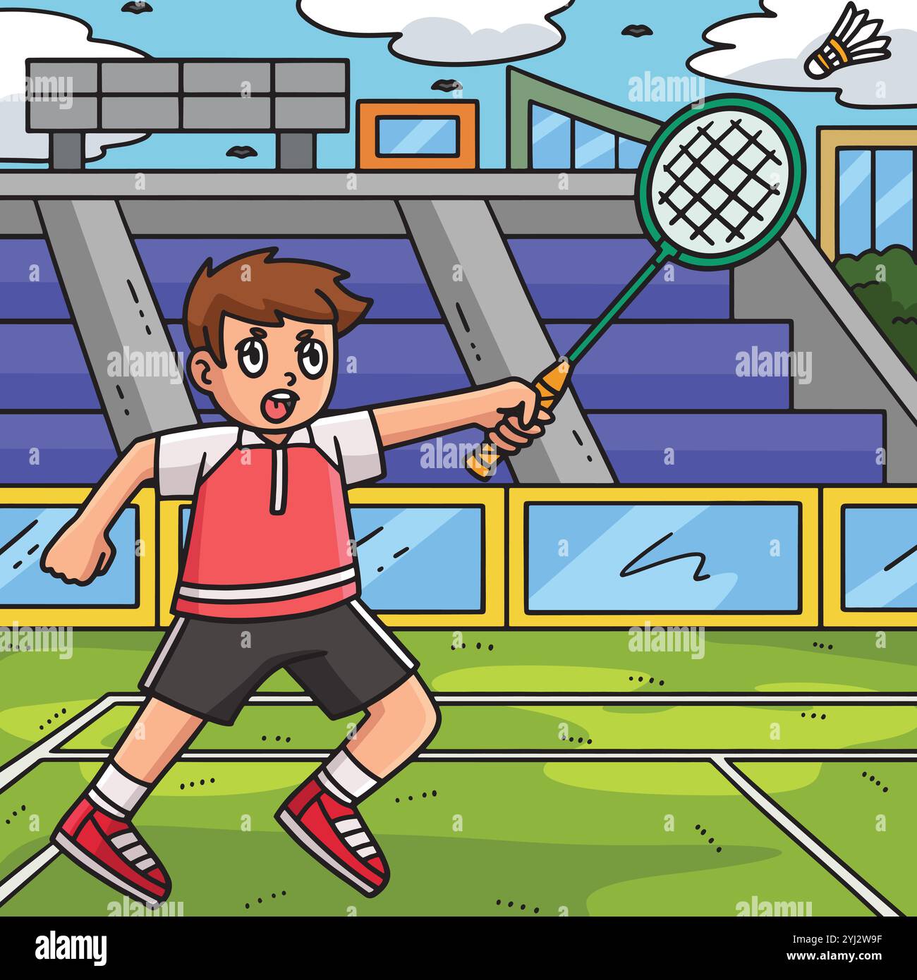 Badminton Player Hitting Shuttlecock Colored Stock Vector Image & Art ...