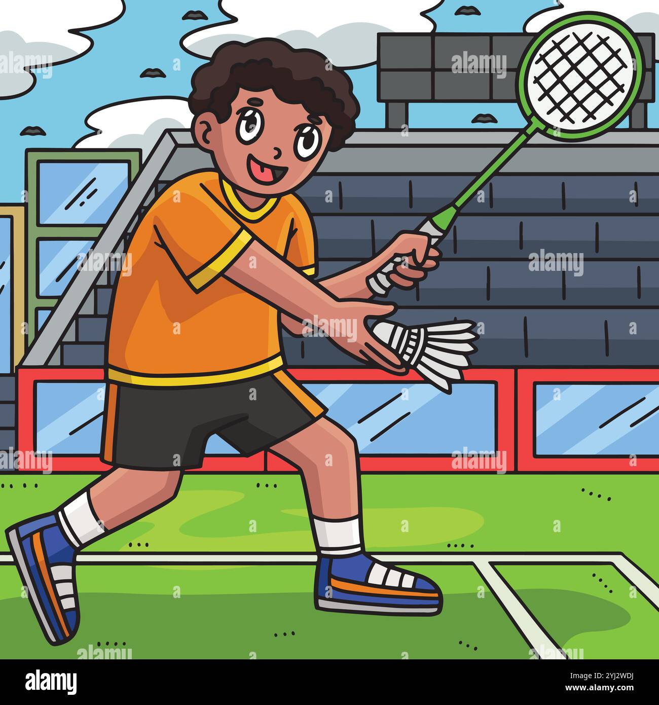 Badminton Player Serving Shuttlecock Colored Stock Vector Image & Art ...