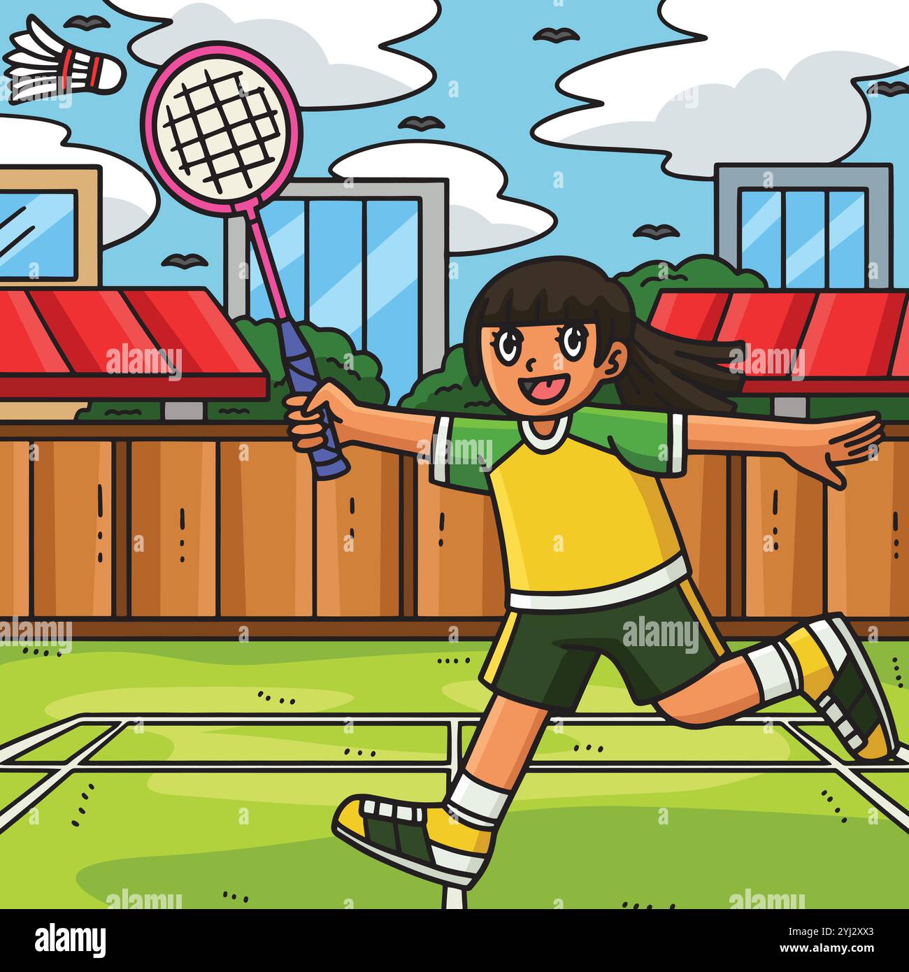 Badminton Player Hitting Shuttlecock Colored Stock Vector Image & Art ...