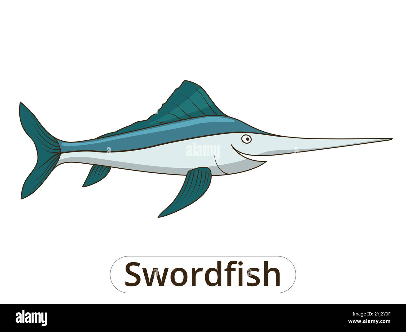 Swordfish underwater animal cartoon illustration Stock Vector Image ...