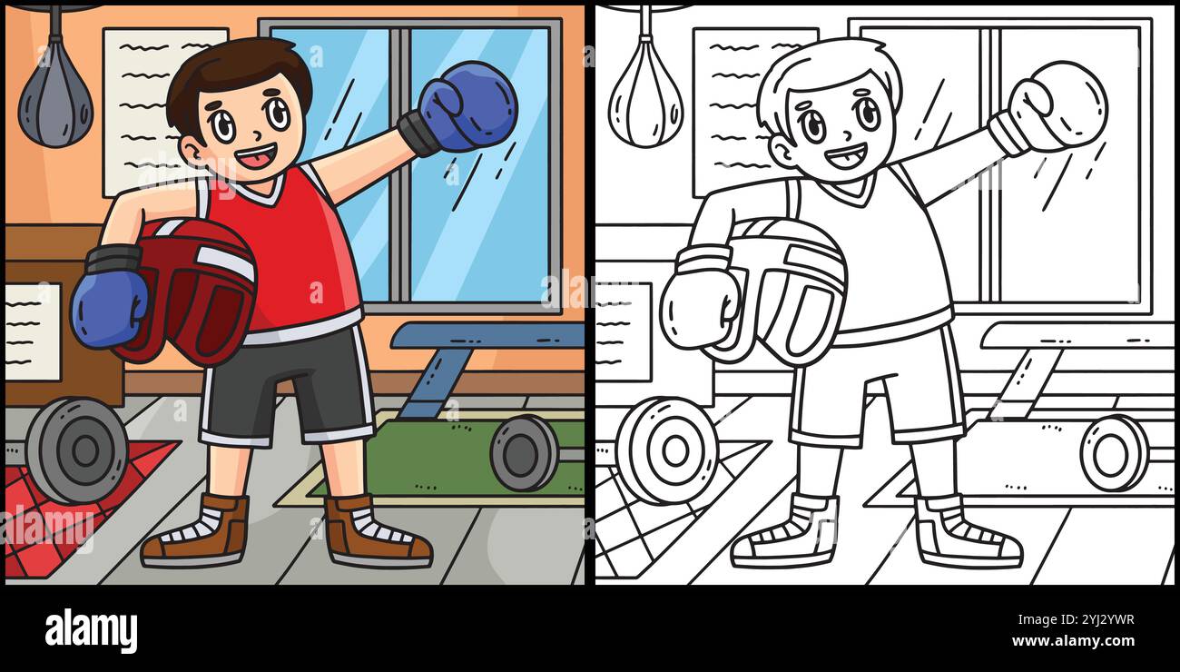 Boxing Boxer Holding Headgear Illustration Stock Vector Image & Art - Alamy