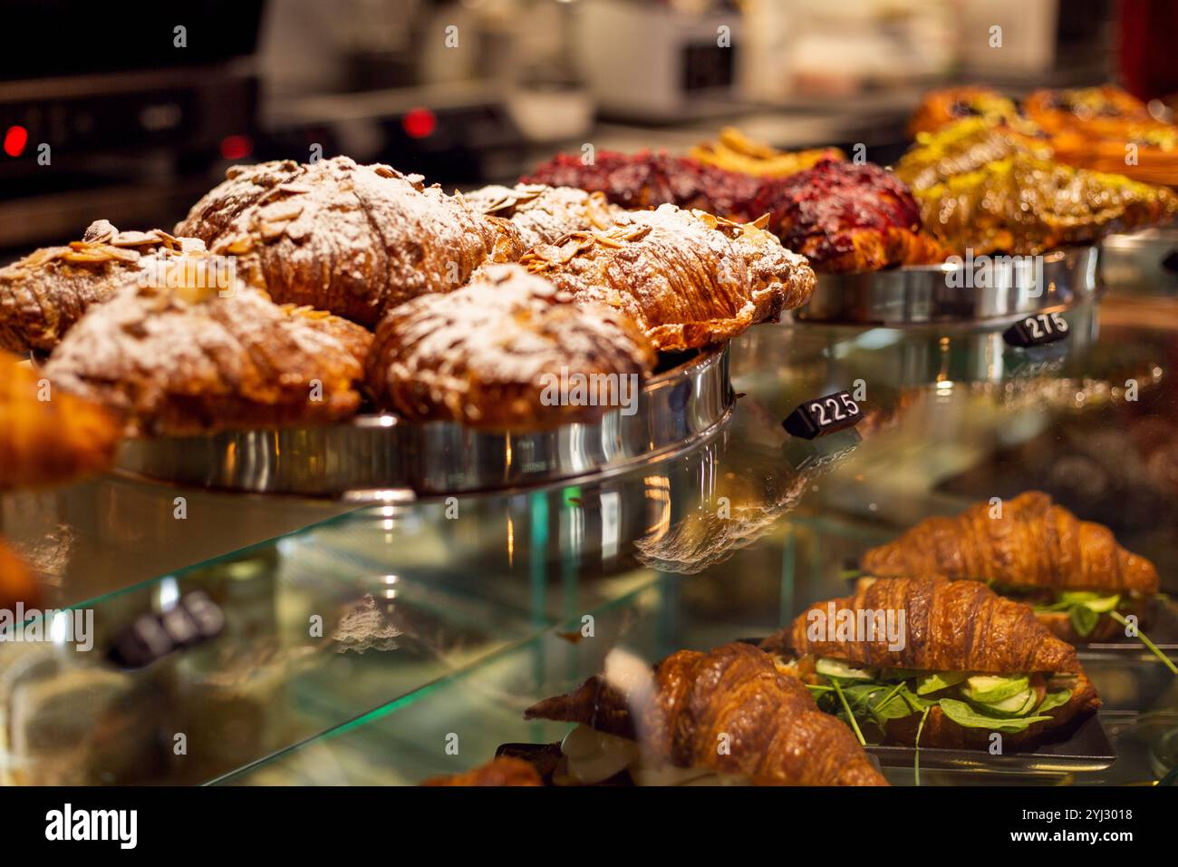 Delicious croissants on display in a cafe Stock Photo - Alamy