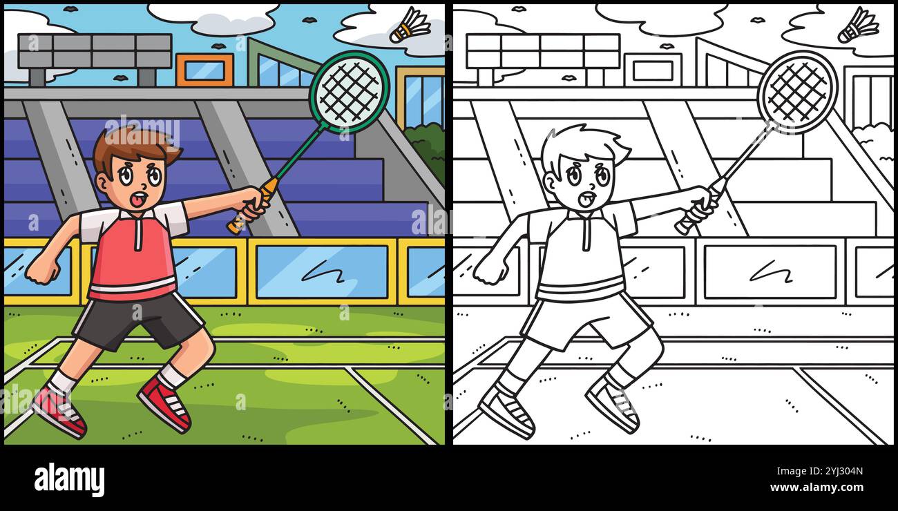 Badminton Player Hitting Shuttlecock Illustration Stock Vector Image ...