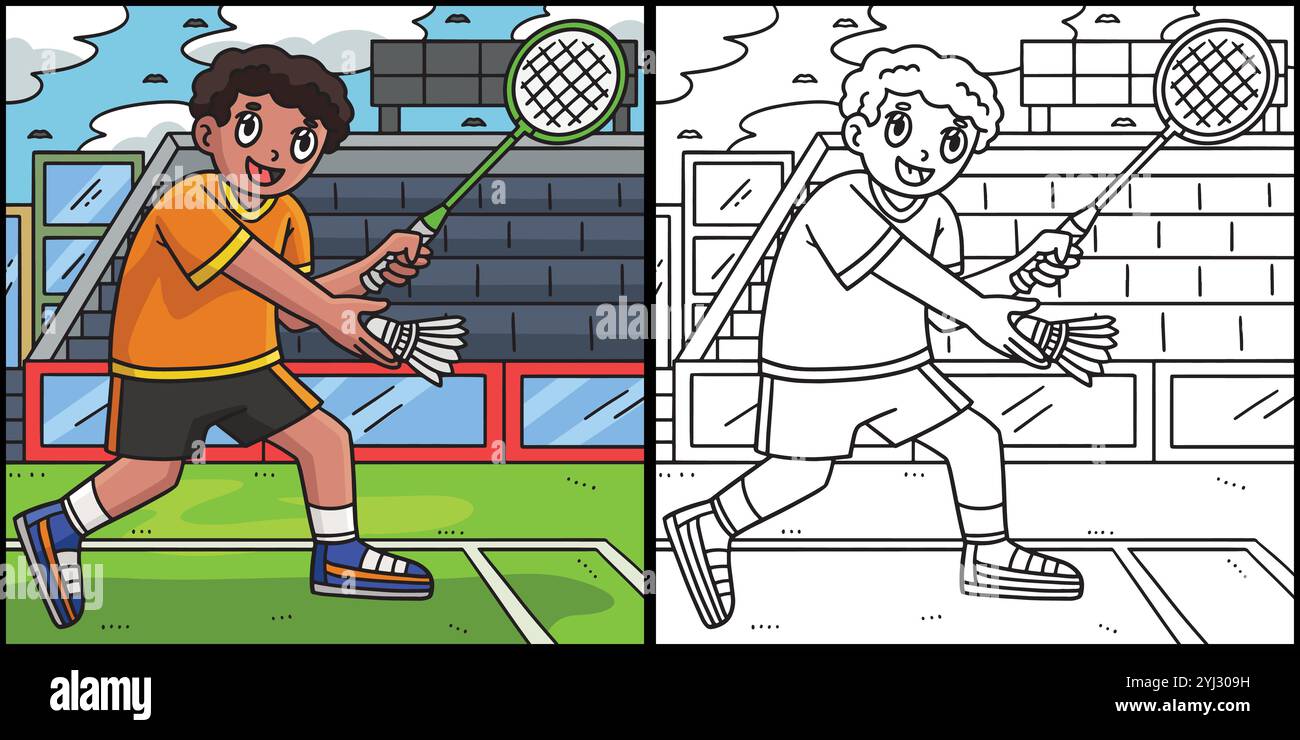 Badminton Player Serving Shuttlecock Illustration Stock Vector Image ...