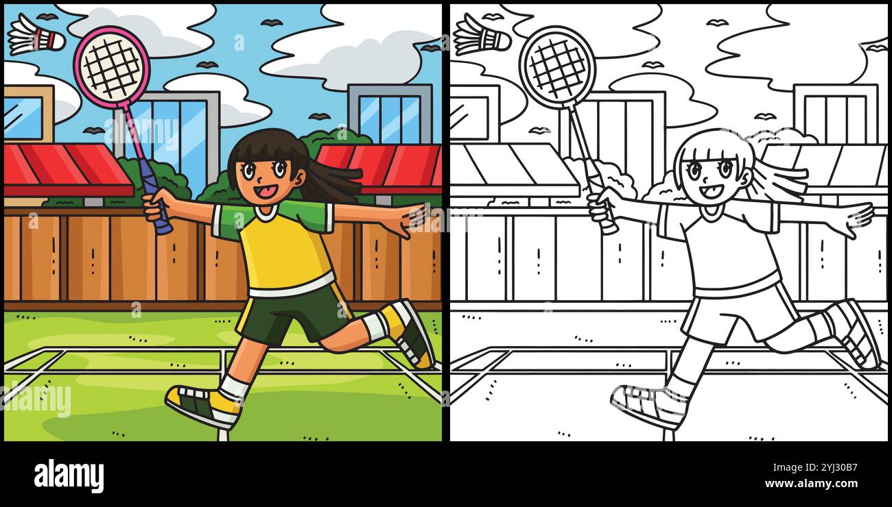 Badminton Player Hitting Shuttlecock Illustration Stock Vector Image ...