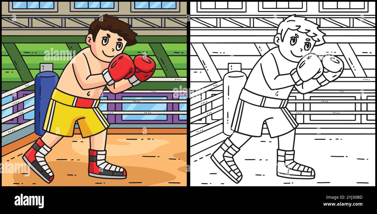 Boxing Boxer Raising Arms to Block Illustration Stock Vector Image ...