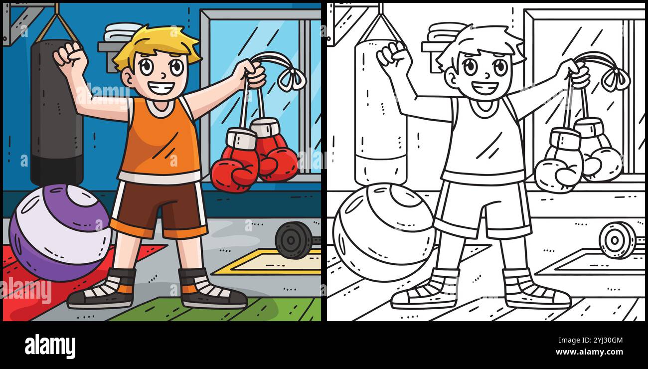 Boxer with Boxing Gloves Coloring Illustration Stock Vector Image & Art ...