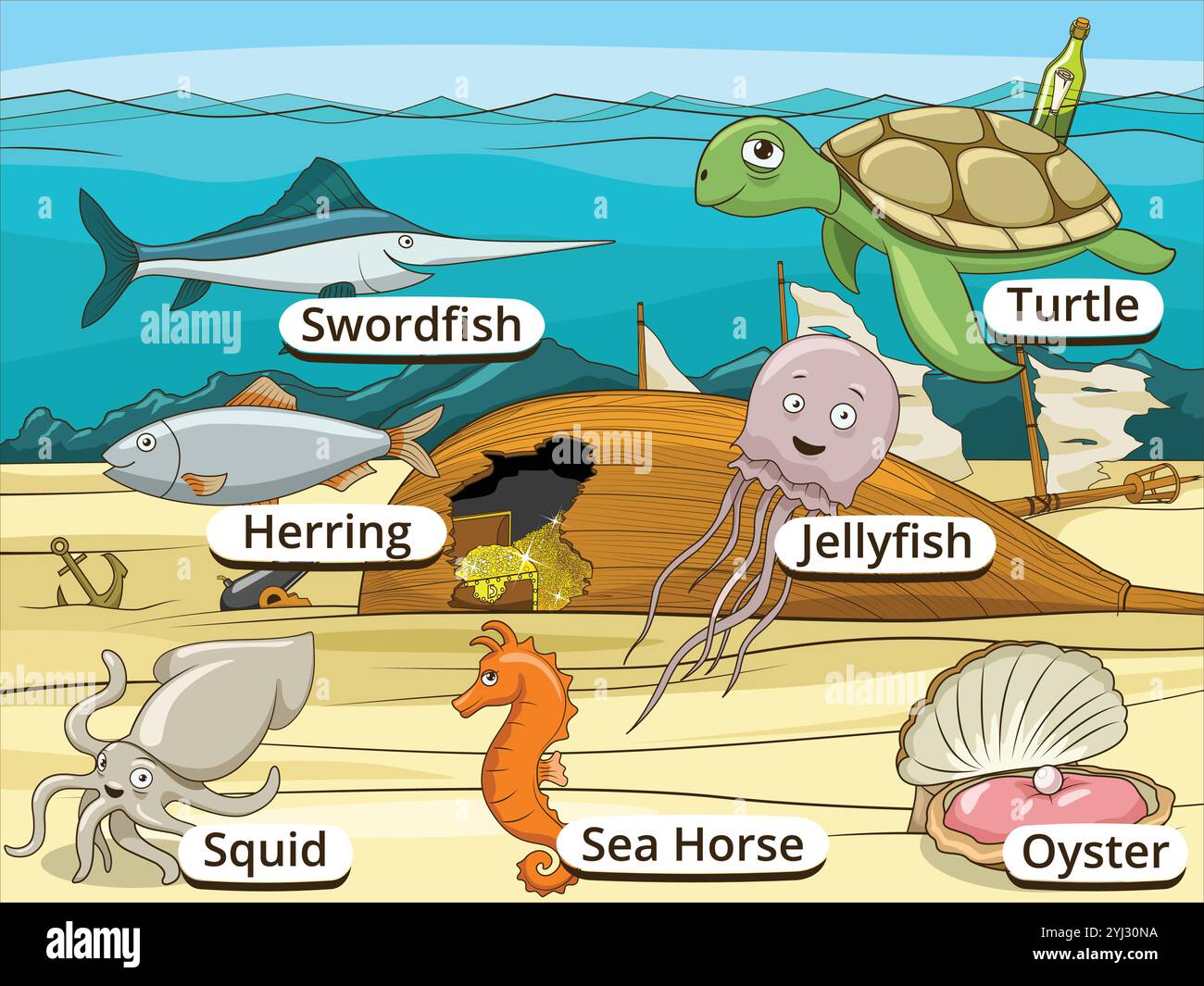 Underwater animals and fish with names Stock Vector Image & Art - Alamy