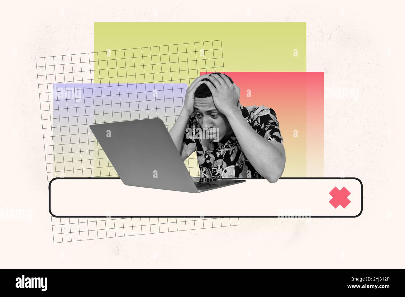 Composite trend artwork sketch image collage of website internet lock ...