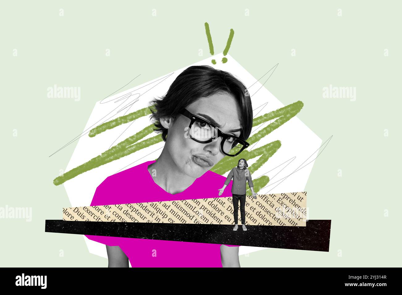 Composite trend artwork 3D sketch image photo collage of young lady ...