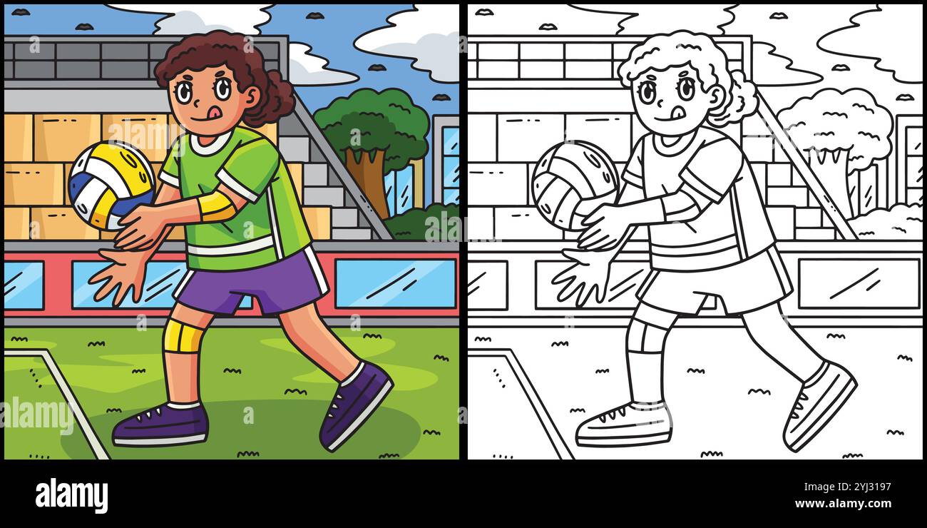 Volleyball Female Player Tossing Ball Illustration Stock Vector Image ...