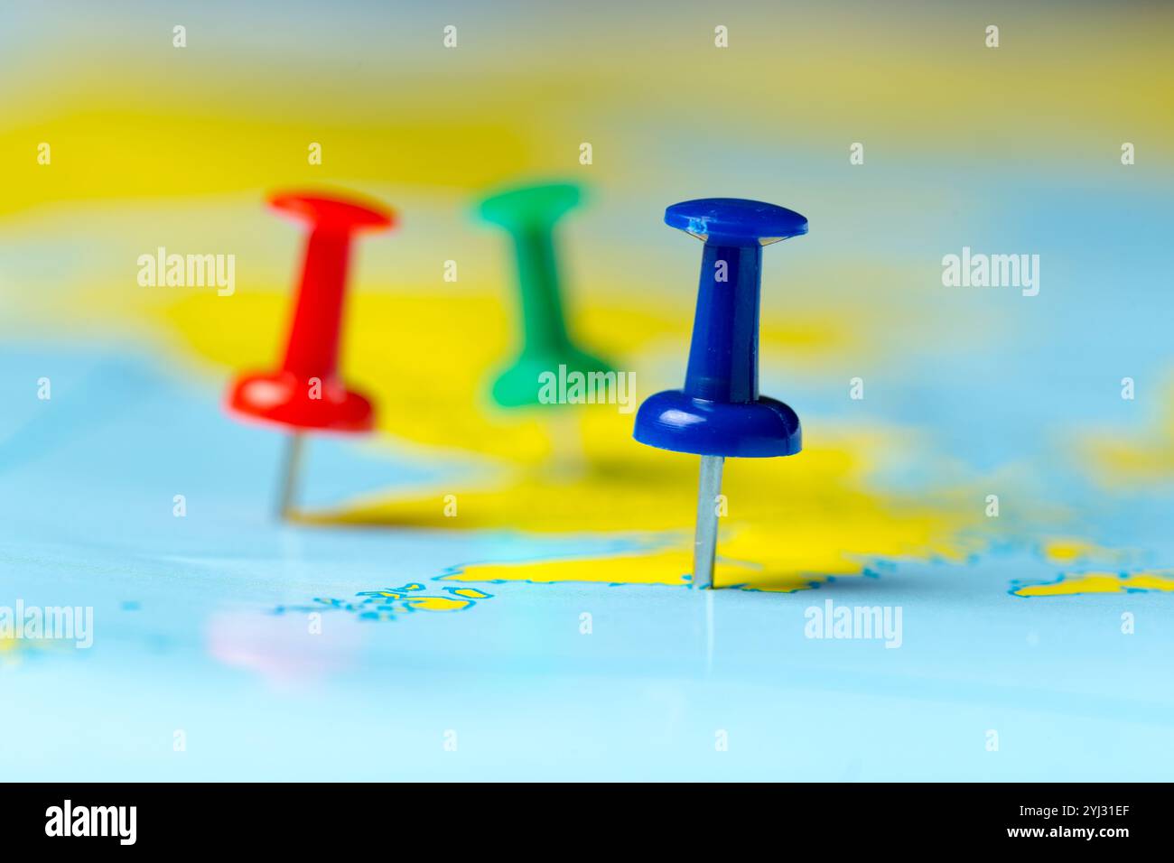 Travel destination points on a map Stock Photo - Alamy