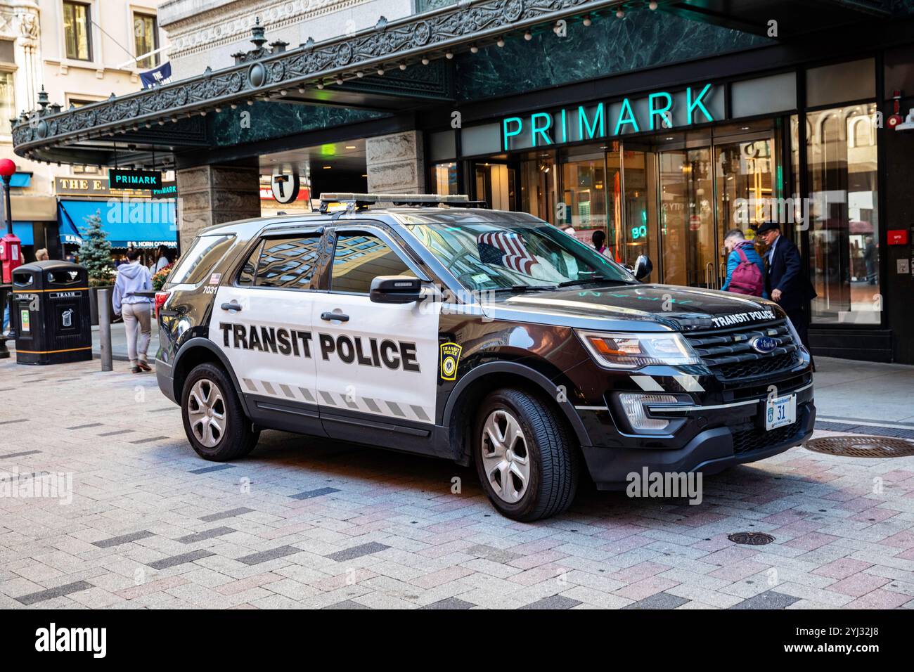 Transit Police car parked outside Primark Boston, USA Stock Photo - Alamy