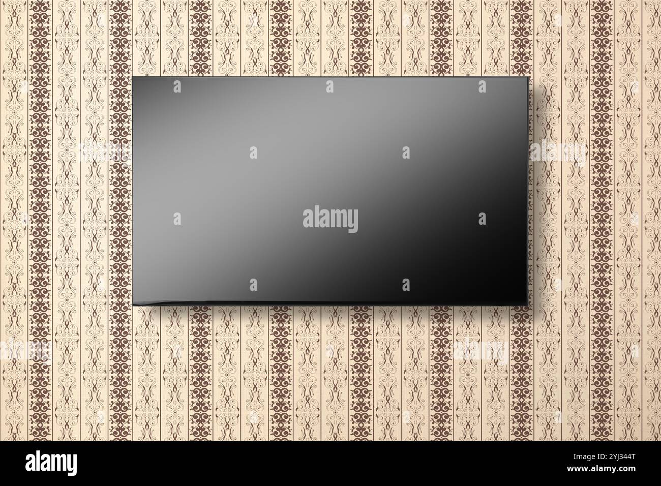 Tv set with flat screen mounted on wall Stock Photo - Alamy