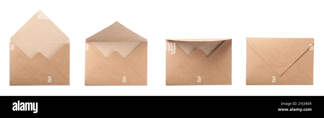 Kraft paper envelopes isolated on white, collage Stock Photo - Alamy
