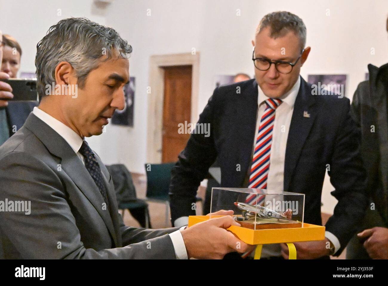 US ambassador Bijan Sabet, left, and Zbynek Solc, director of the Brno ...