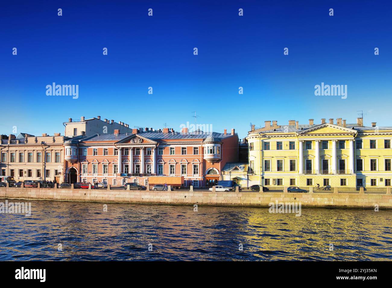 Embankment of the river of Neva in St. Petersburg, Russia Stock Photo ...